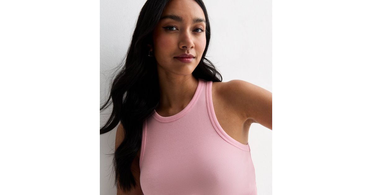 Pale Pink Ribbed Racer Vest | New Look