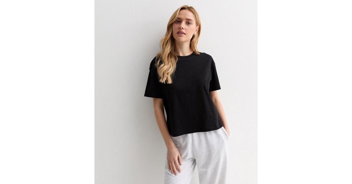 Black Boxy Cotton T-Shirt | New Look