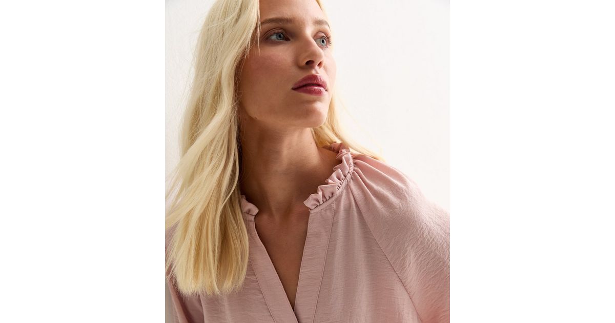Tall Light Pink Frill-Trim Blouse | New Look