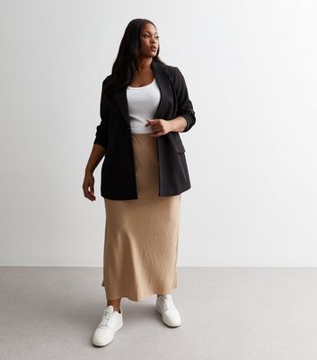 Curves Stone Textured Midi Skirt | New Look
