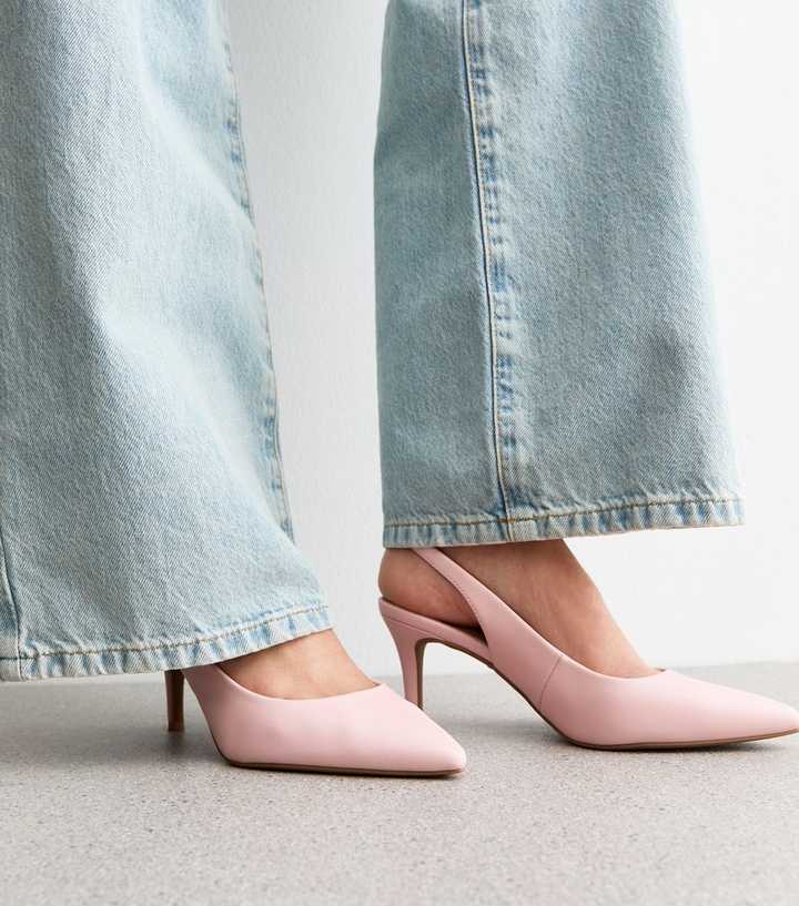 Pink Faux Leather Pointed Slingback Stiletto Heel Court Shoes | New Look