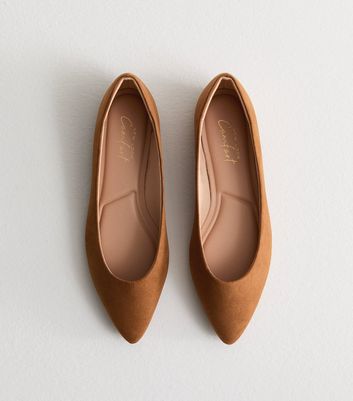 Tan Suedette Pointed Ballerina Pumps | New Look