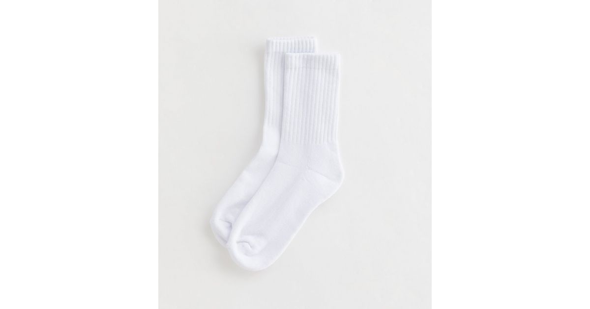 White Ribbed Tube Socks | New Look