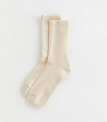Cream Ribbed Tube Socks | New Look