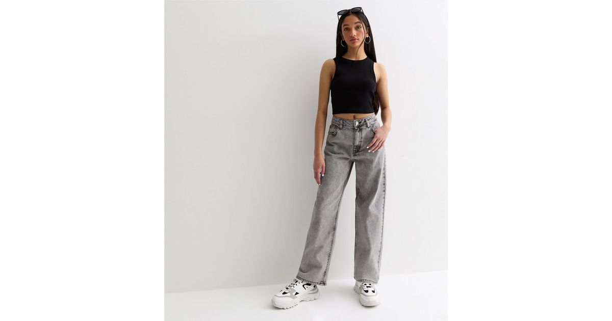 Girls Grey Wide Leg Jeans | New Look