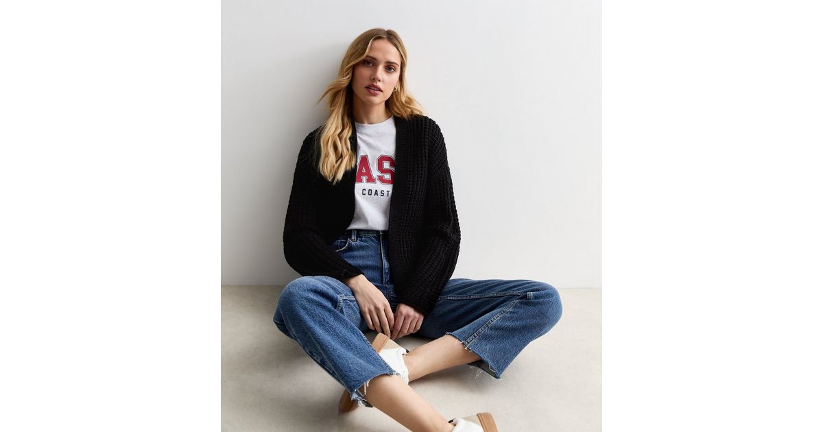 Black Stitch Knit Cardigan | New Look