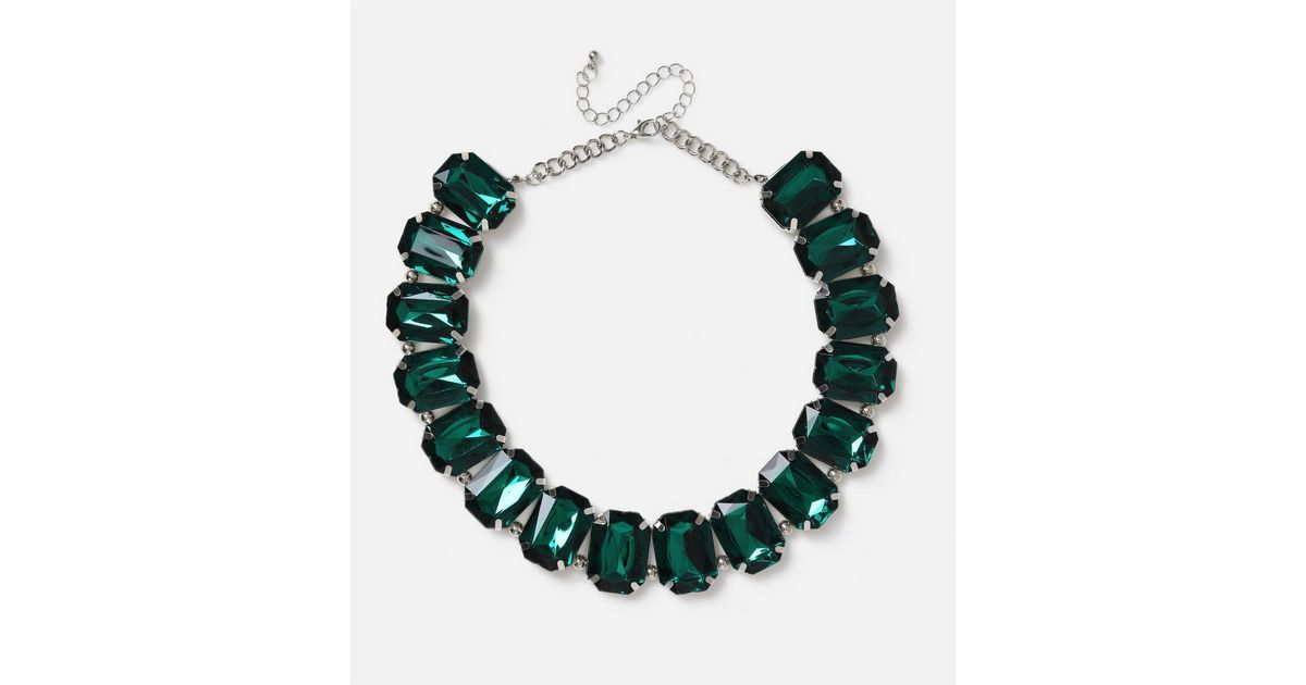 Freedom Green Faux Semi Precious Stone Chunky Necklace | New Look