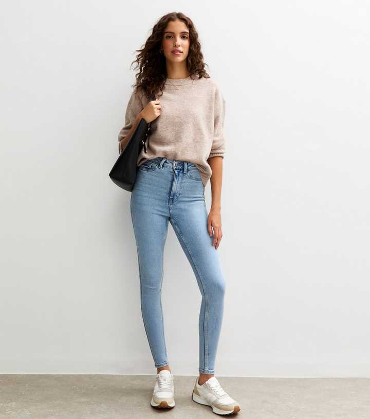 Tall Pale Blue Hallie Disco Super Skinny Jeans | New Look