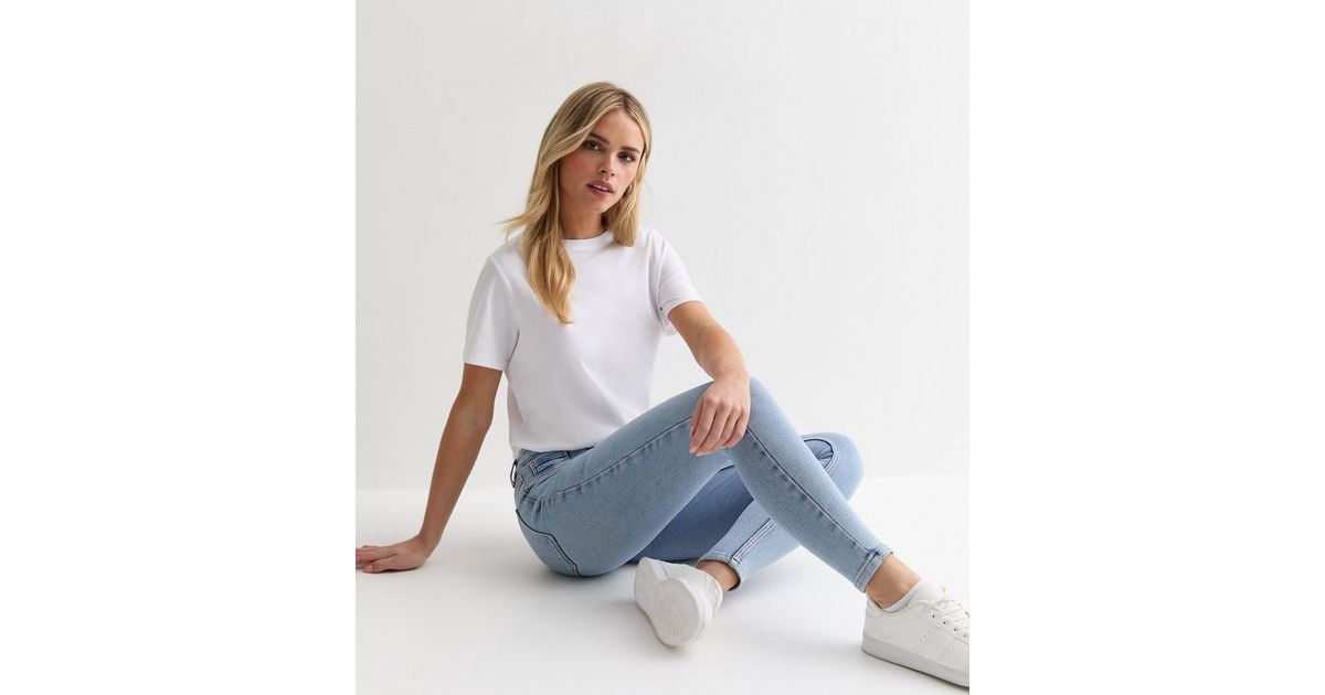Petite Pale Blue High Waist Super Skinny Hallie Jeans | New Look