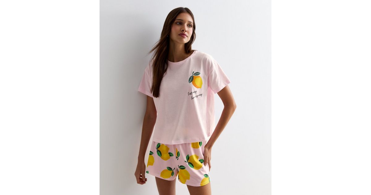 Pink Lemon Print Short Pyjama Set | New Look