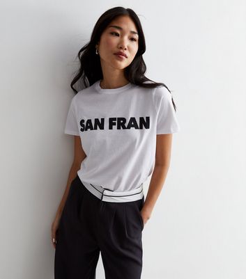 White Cotton San Fran Logo T-Shirt | New Look