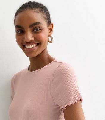 Tall Pink Frill Short Sleeve T-Shirt | New Look