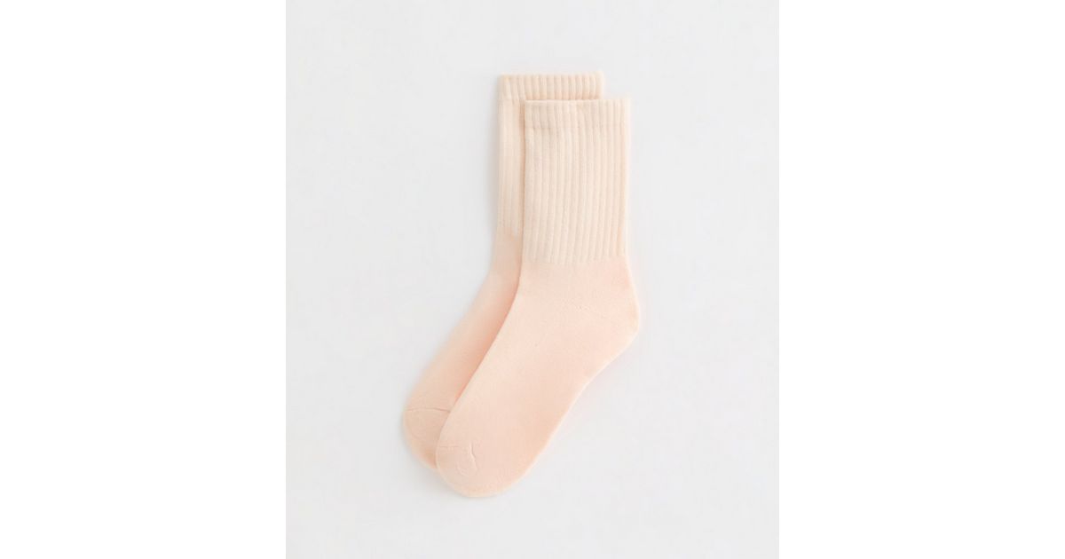 Pale Pink Ribbed Tube Socks | New Look