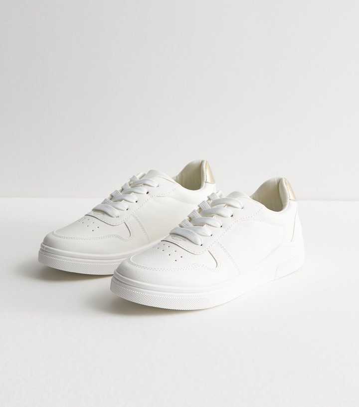 White Lace Up Chunky Trainers | New Look