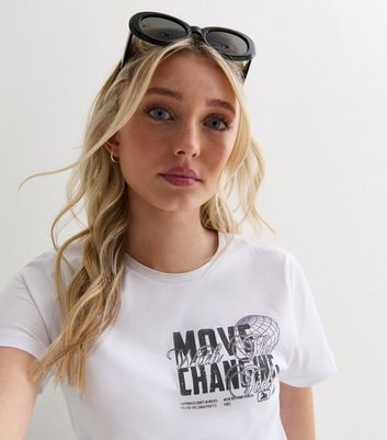 Girls White Move With The Tides Front and Back Logo T-Shirt | New Look