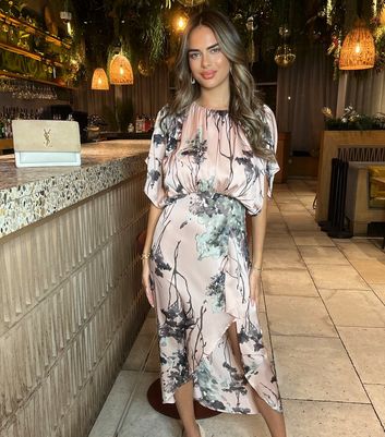 AX Paris Pink Floral Midi Dress | New Look