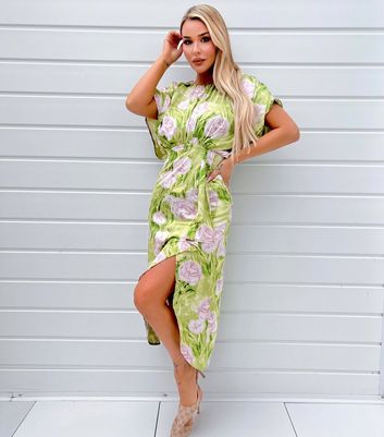 AX Paris Green Floral Midi Dress | New Look