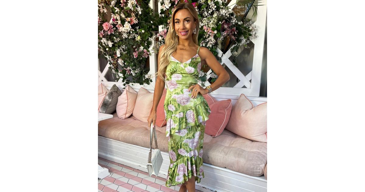 AX Paris Green Floral Ruffle Midi Dress | New Look