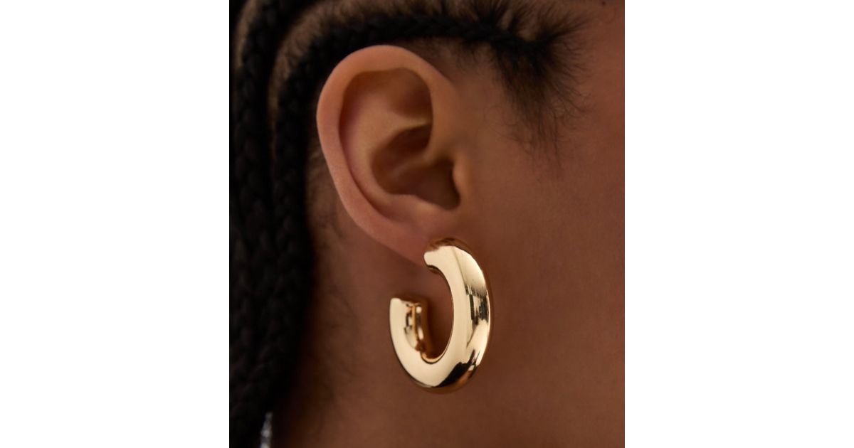 Gold Large Chunky Tube Hoop Earrings | New Look