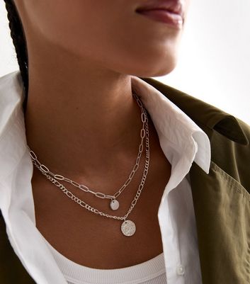Silver Circle Disc Chain Necklace New Look