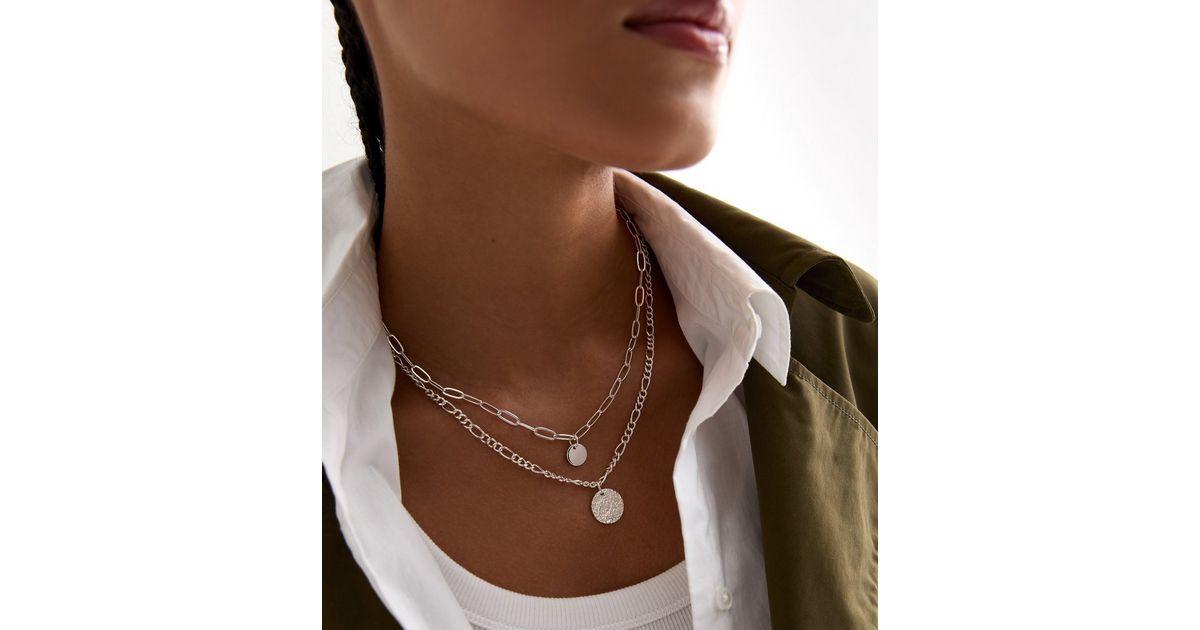 Silver Circle Disc Chain Necklace | New Look