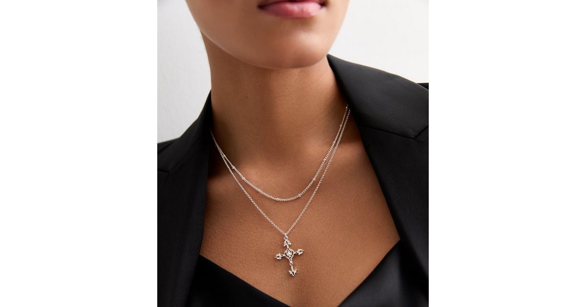 Silver Ball and Cross Chain Necklace | New Look