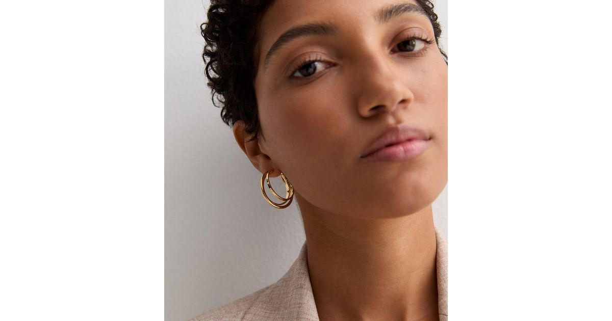 18ct Gold Plated Triple Hoop Earrings | New Look