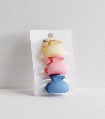 3 Pack Bright Matte Mini Hair Claw Clips | New Look