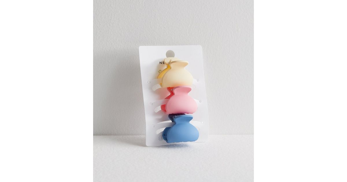 3 Pack Bright Matte Mini Hair Claw Clips | New Look