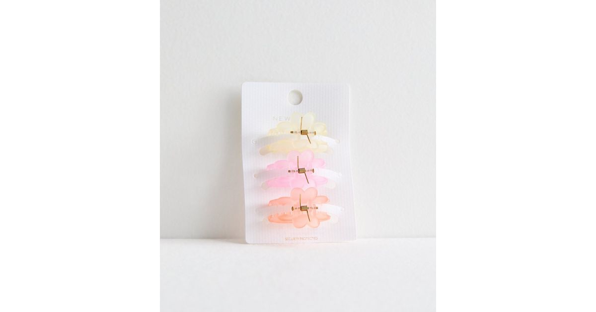3 Pack Small Frosted Hair Claw Clips | New Look