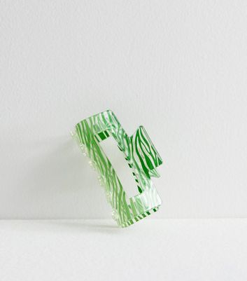 Green Zebra Rectangle Hair Claw Clip | New Look