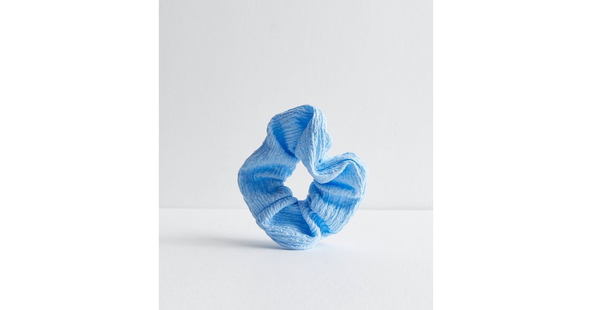 Pale Blue Textured Scrunchie | New Look