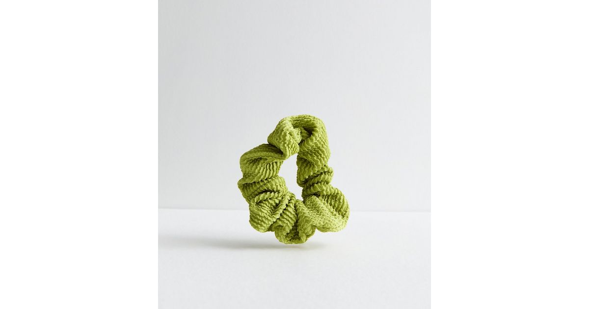 Olive Ribbed Scrunchie | New Look