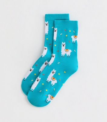 Teal Llama Tube Socks | New Look