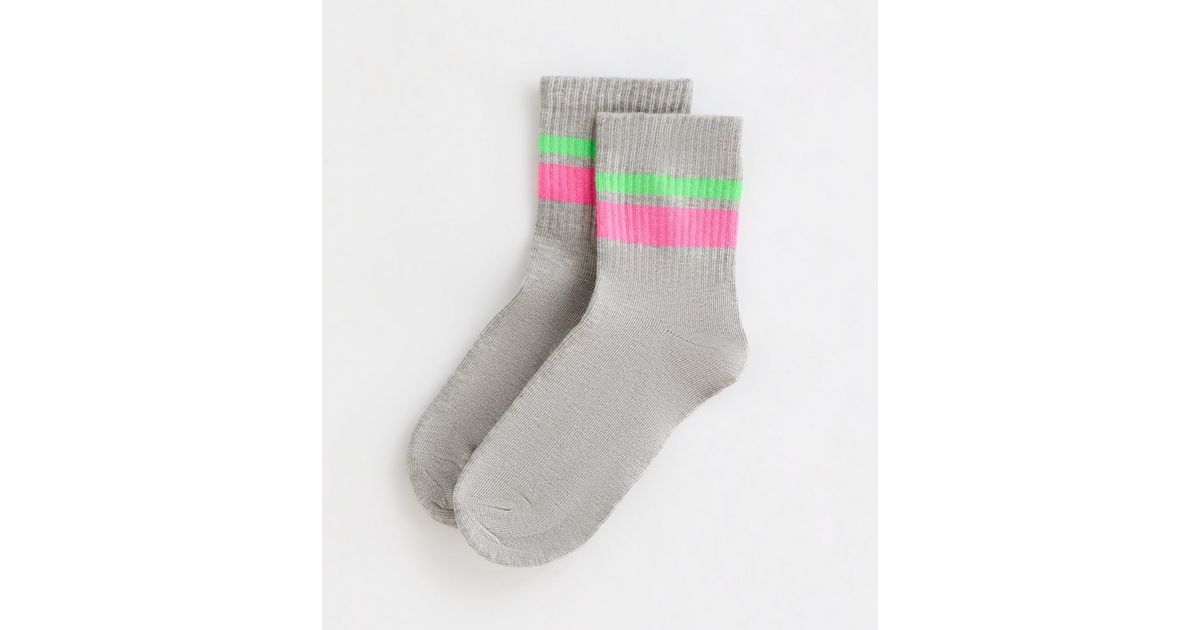 Grey Stripe Tube Socks | New Look