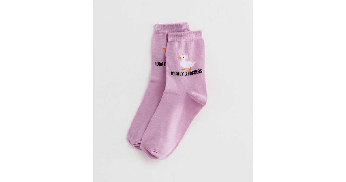 Lilac Totally Quackers Socks | New Look