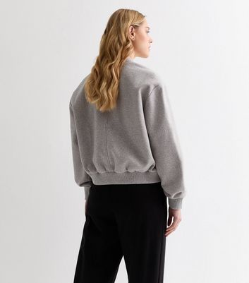 Grey Cropped Bomber Jacket | New Look