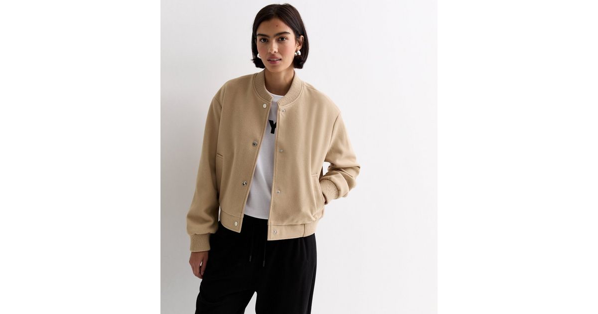 Camel Cropped Bomber Jacket | New Look