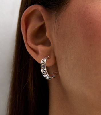 Silver Geometric 18mm Hoop Earrings | New Look