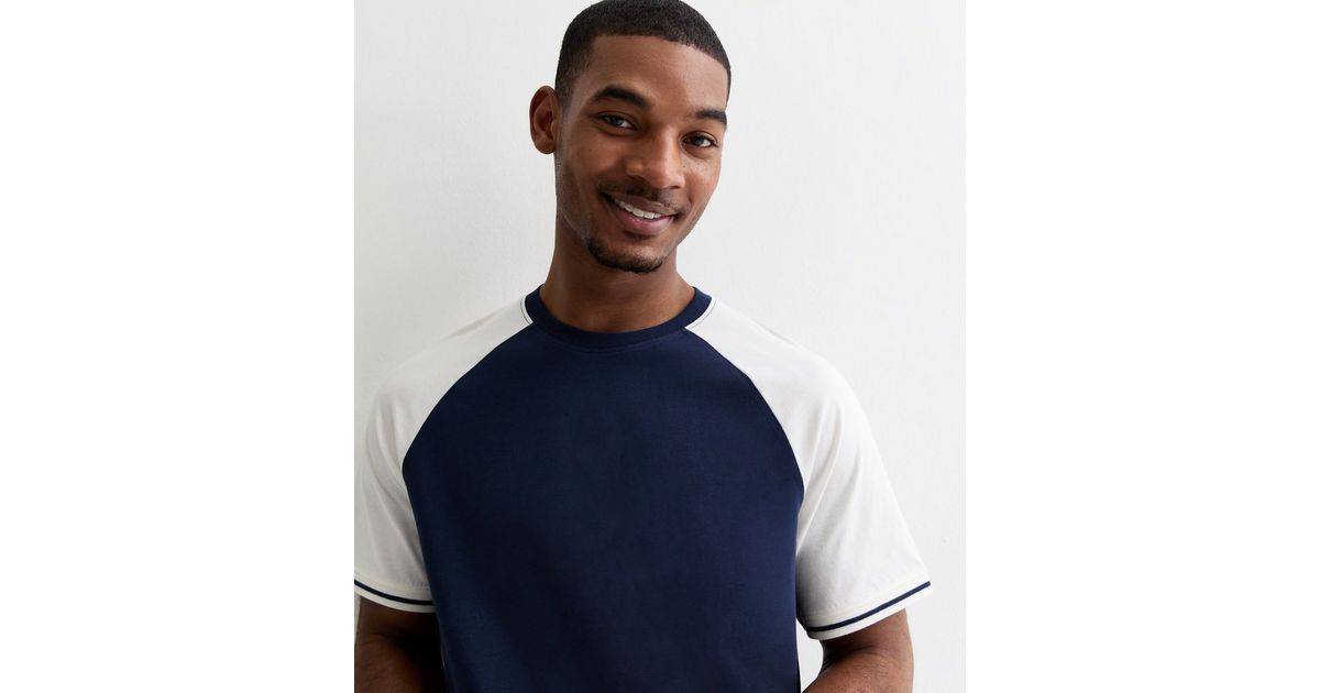 Blue Cotton Raglan Oversized T-Shirt | New Look