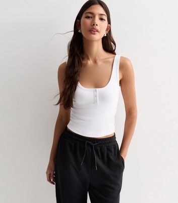 White Button Front Vest | New Look