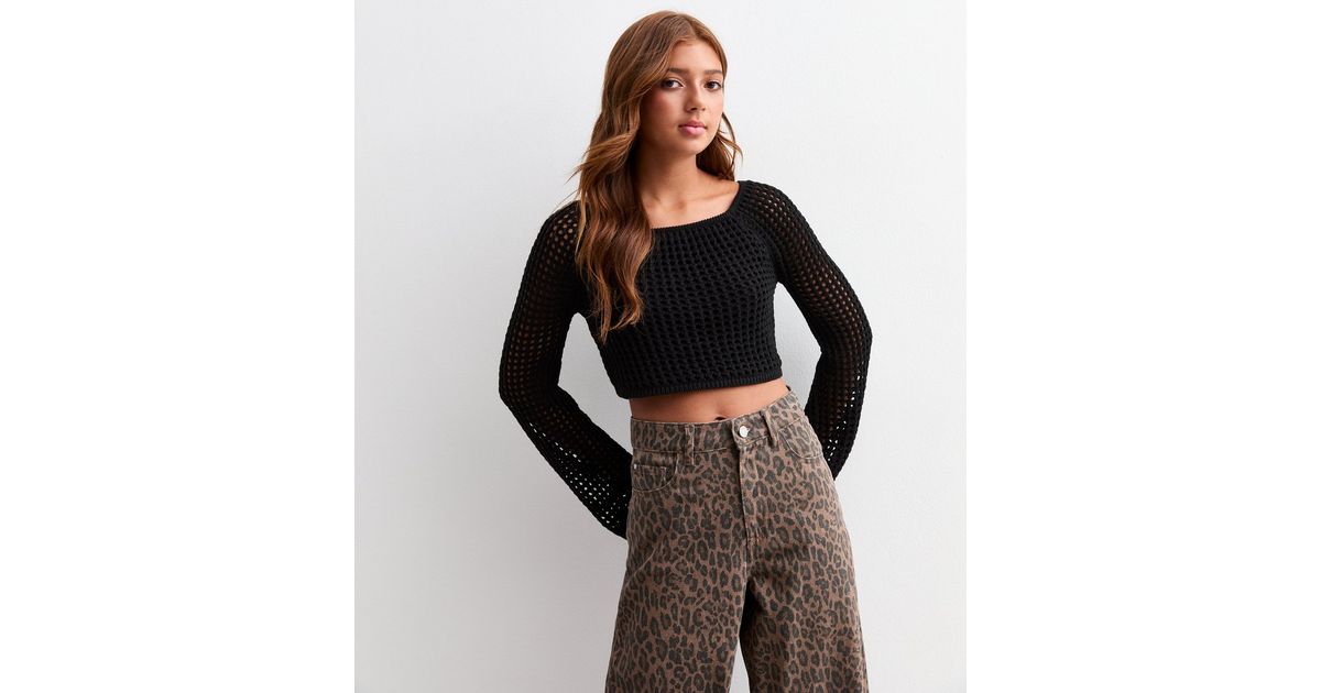 Girls Black Open Knit Jumper | New Look