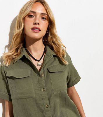 Light Khaki Pocket Military Shirt | New Look