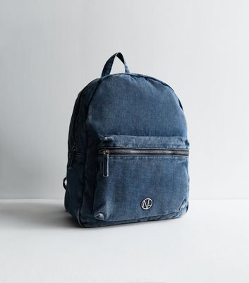 Blue Washed Denim Large Backpack | New Look