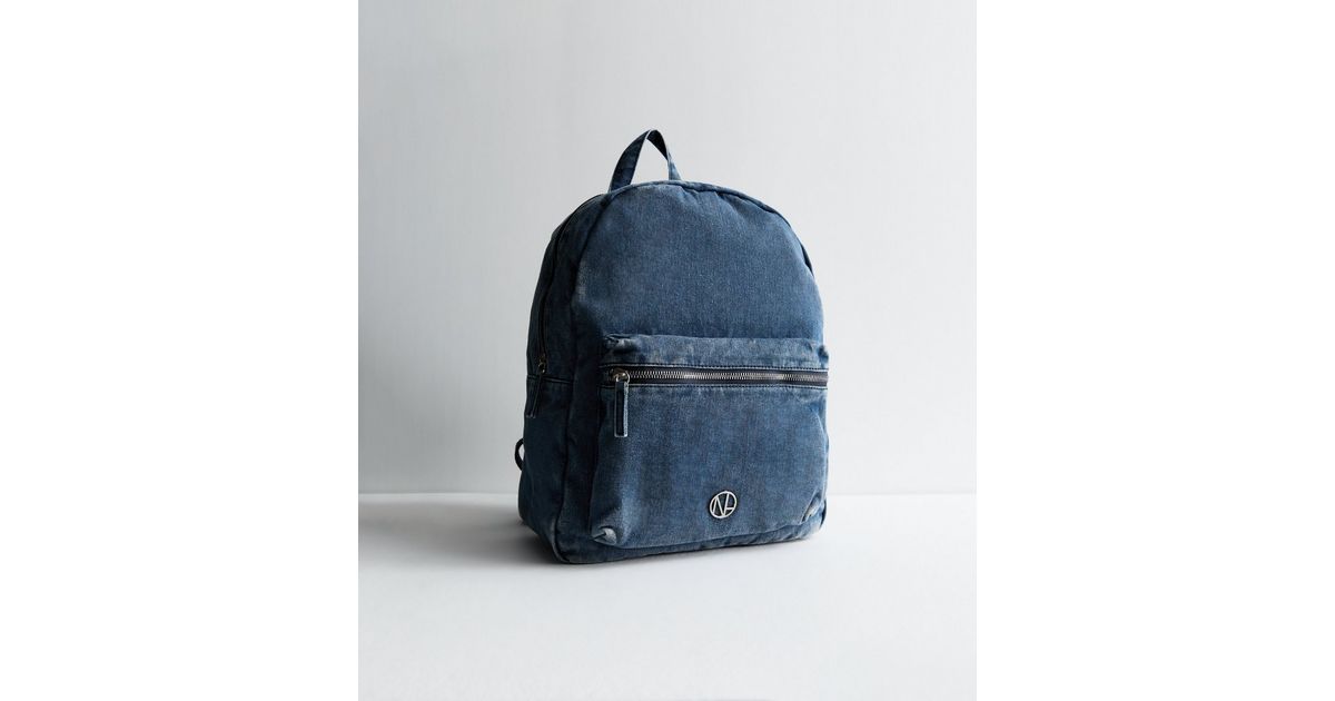 Blue Washed Denim Large Backpack | New Look