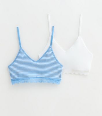 Girls 2 Pack of Lace-Trim Crop Tops | New Look