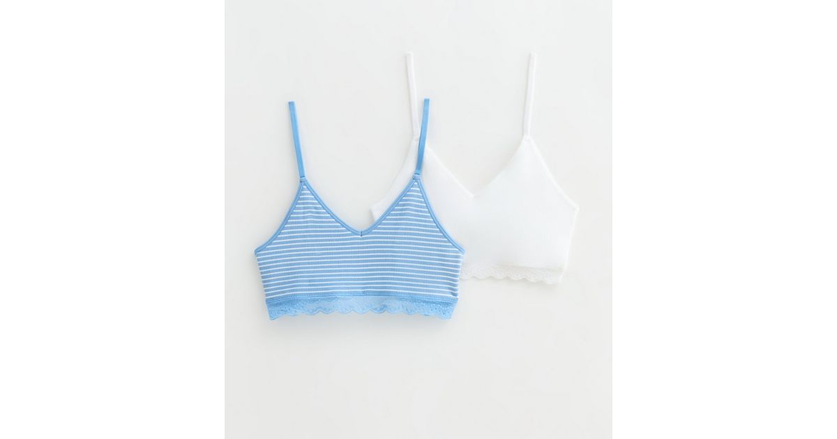 Girls 2 Pack of Lace-Trim Crop Tops | New Look