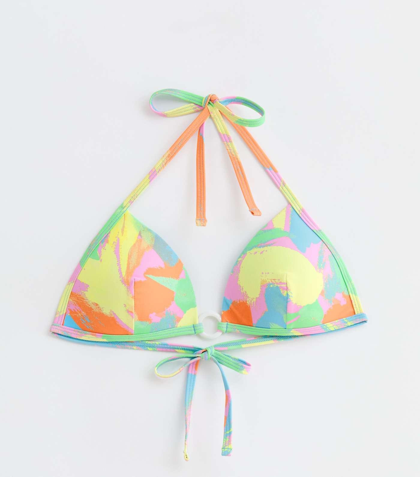 Multicoloured Abstract Print Triangle Bikini Top New Look