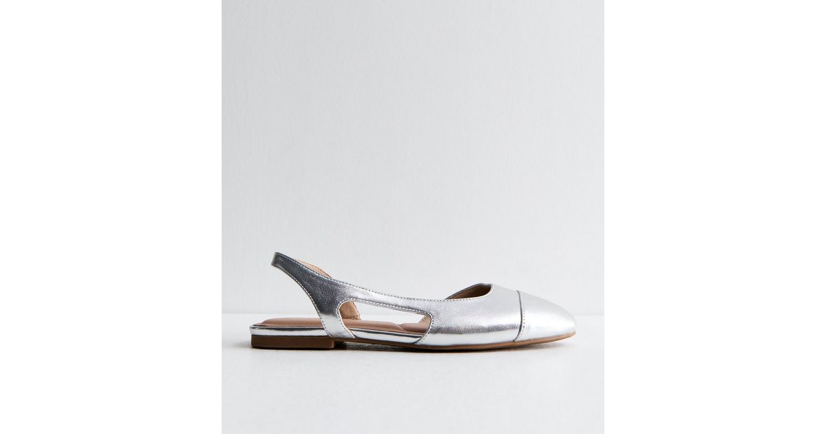 Silver Toe Cap Slingback Shoes | New Look
