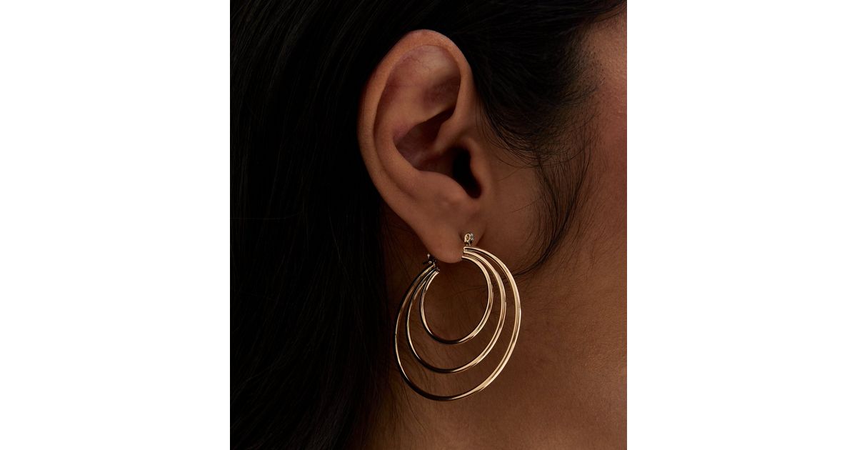 Gold Triple Hoop Earrings | New Look